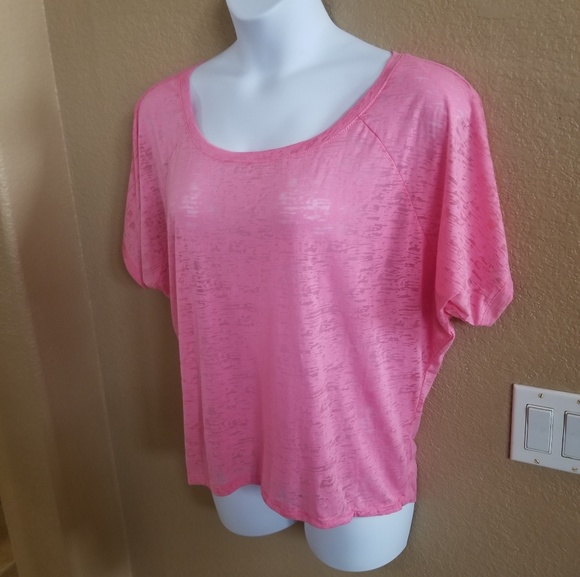 Ambiance | Tops | Pink Burnout Sheer Dolman Short Sleeve Shirt Top ...